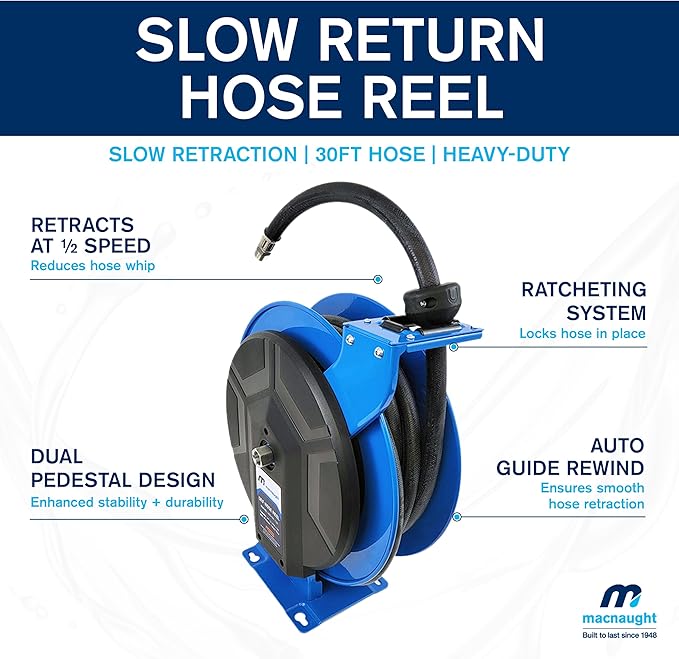 Retractable DEF Hose Reel 3/4" x 30 ft | Macnaught USA