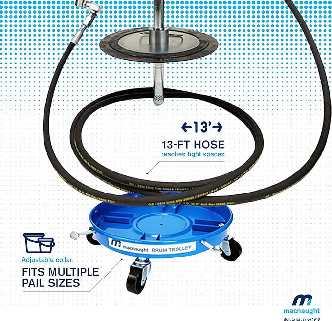 Air Operated Grease Pump & Trolley for 5 Gallon Bucket | Macnaught USA